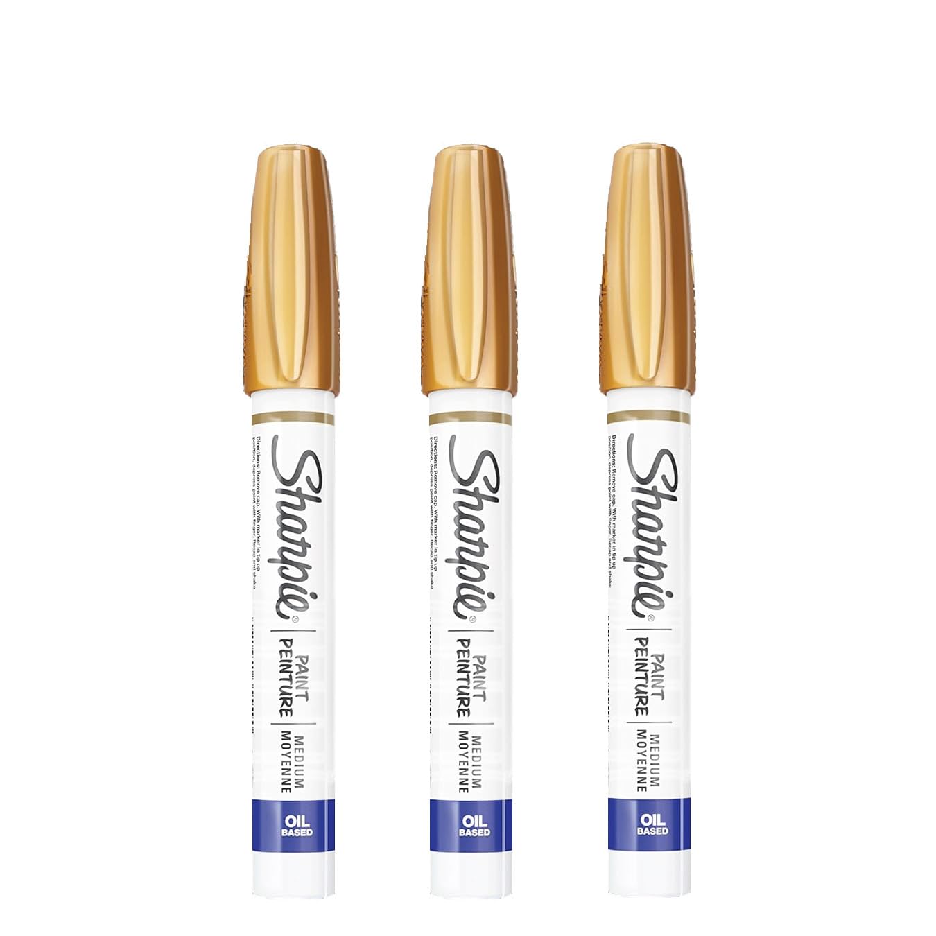 Sharpie Oil-Based Paint Marker, Medium Point, 3-Count (Metallic Gold)