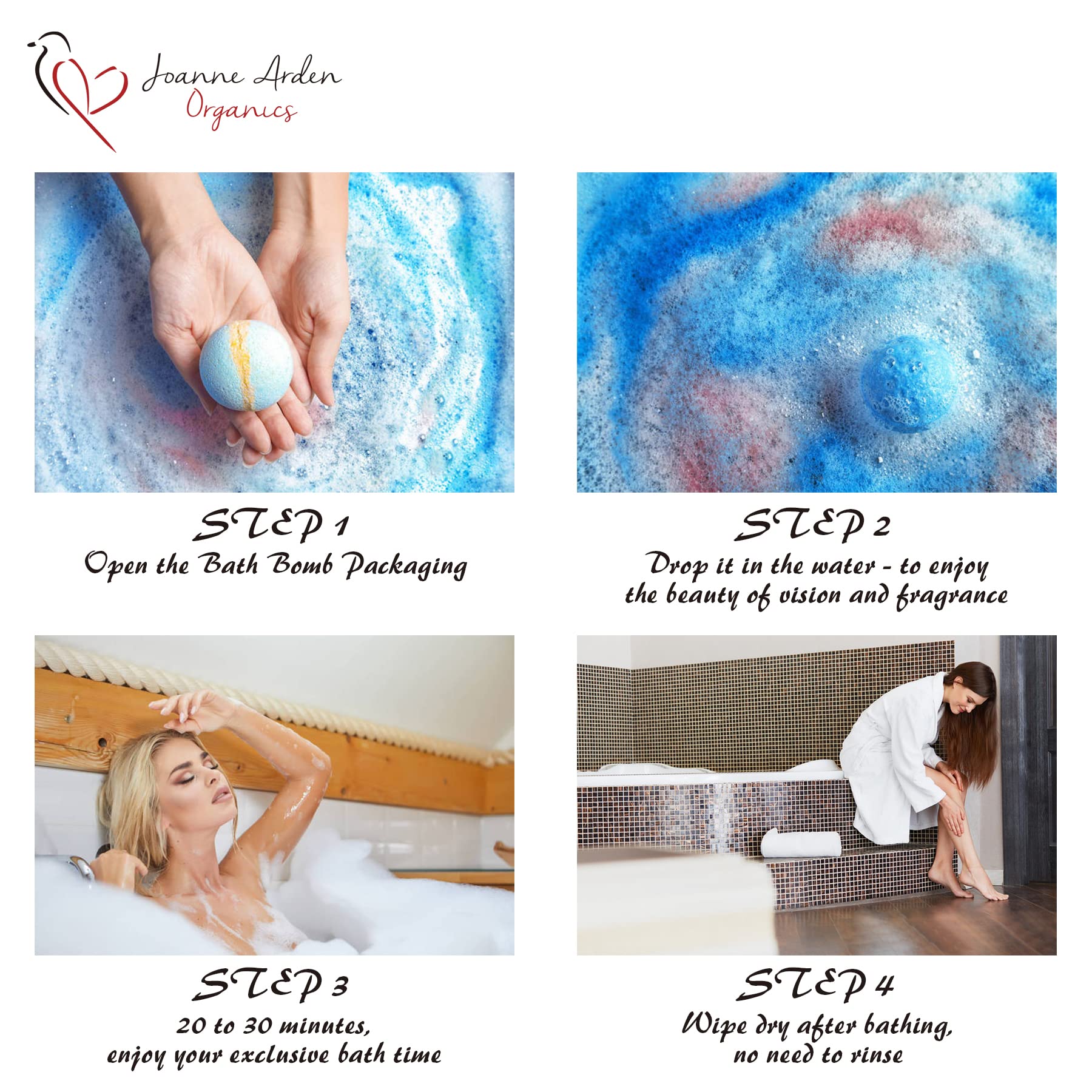 Bath Bomb Gift Set - by Joanne Arden Organic Bath Bombs for Women, Men & Kids. Bulk Bath Bomb Kit Includes 40 Paraben Free & Sulfate Free 2.5 oz Spa Bath Balls