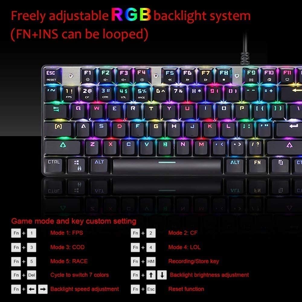 Gaming Keyboard and Mouse Rainbow Backlit Keyboard Mechanical Feel Keyboard Gaming Mouse for Computer Gamers