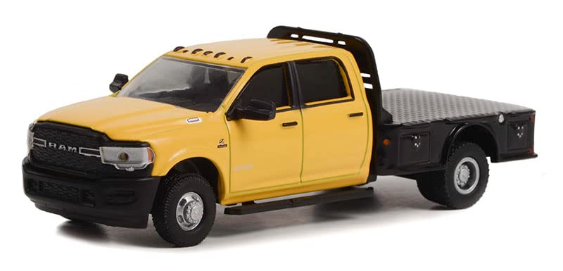 Greenlight 46100-F Dually Drivers Series 10 - 2020 Ram 3500 Tradesman Dually Flatbed - Construction Yellow 1:64 Scale Diecast