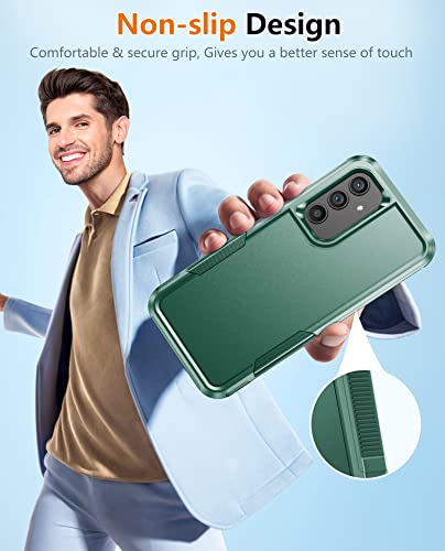 JXVM for Samsung Galaxy A54 5G Case: Shockproof Dual Layer Tough Phone Cover Protective with Tempered Glass Screen Protector Rugged - Military Grade Heavy Duty Protection, 6.4inch, 2023 (Dark Green)