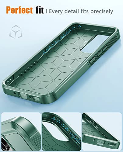 JXVM for Samsung Galaxy A54 5G Case: Shockproof Dual Layer Tough Phone Cover Protective with Tempered Glass Screen Protector Rugged - Military Grade Heavy Duty Protection, 6.4inch, 2023 (Dark Green)