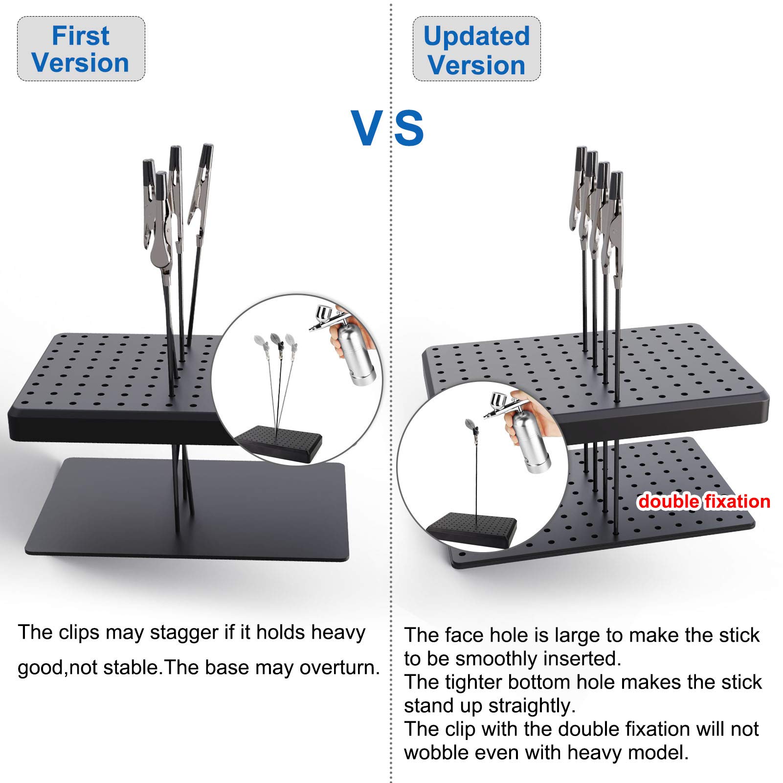 GJJC09B 1PC Painting Stand Base and 20PCS Alligator Clip Stick Set Modeling Tools for Airbrush Hobby Model Parts New