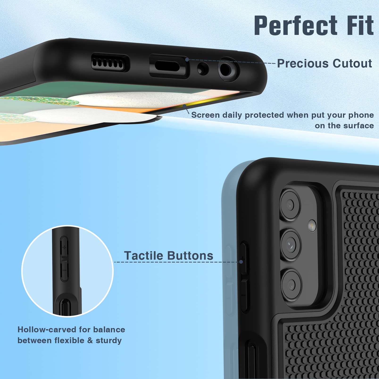 BNIUT for Samsung Galaxy A13 5G Case: Dual Layer Protective Heavy Duty Cell Phone Cover Shockproof Rugged with Non Slip Textured Back - Military Protection Bumper Tough - 6.5inch (Black Matte)