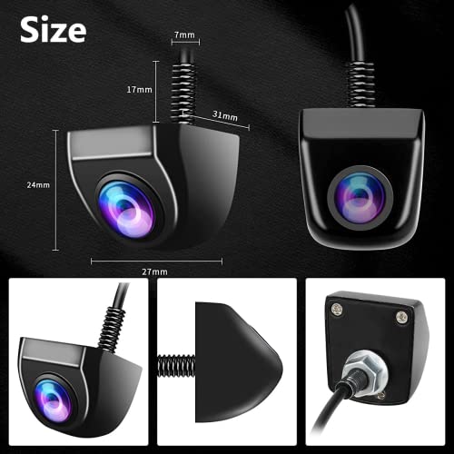 Bileeko Backup/Front View Camera, AHD Reversing Camera 170° Wide Angle Night Vision IP69 Waterproof Car Backup Camera Universal Metal Rear View Camera for Car Truck RV Pickup SUV - 12/24V