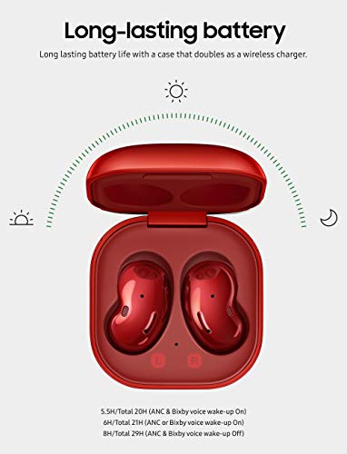 SAMSUNG Galaxy Buds Live True Wireless Bluetooth Earbuds w/ Active Noise Cancelling, Charging Case, AKG Tuned 12mm Speaker, Long Battery Life, US Version, Mystic Red