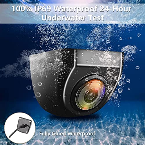 Bileeko Backup/Front View Camera, AHD Reversing Camera 170° Wide Angle Night Vision IP69 Waterproof Car Backup Camera Universal Metal Rear View Camera for Car Truck RV Pickup SUV - 12/24V
