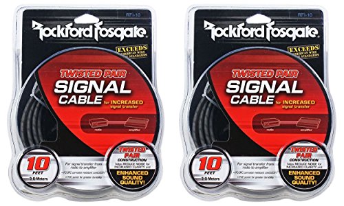 (2) Rockford Fosgate RFI-10 RFI10 10 Foot Twisted Pair OFC Car Audio RCA Cables