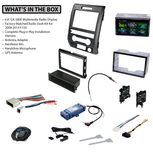 6.8" Double Din Car Stereo Kit for Ford F-150 (2009-2014) Apple CarPlay, Android Auto, Can Buss Interface with Steering Wheel Control Retention, Bluetooth, Dash Kit, Backup Camera