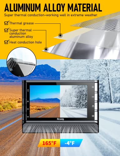 FocuWay Car Dash Cam 4K Car Camera Small WiFi Front Dash Cam with App, Aluminum Alloy Super Thermal Conduction Dashcam with Rotatable Lens, WDR Night Vision, Loop Recording, G-Sensor, Parking Monitor