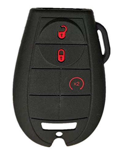 RUNZUIE Silicone Keyless Entry Remote Key Fob Cover Case Protector for Jeep Grand Cherokee Commander Dodge Challenger Charger Durango Grand Caravan Journey Magnum Ram 1500 2500 3500