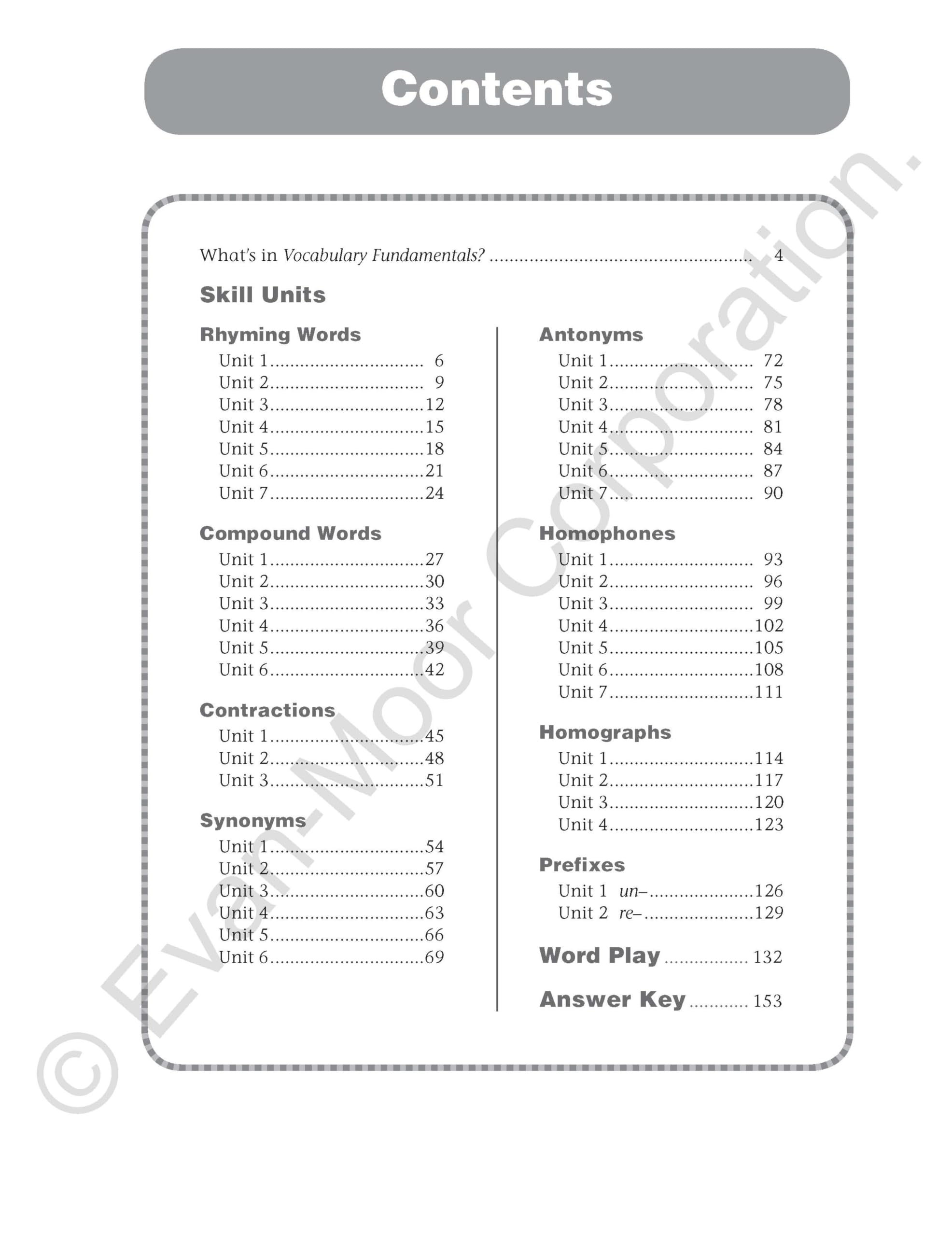 Vocabulary Fundamentals, Grade 1 Teacher Resource