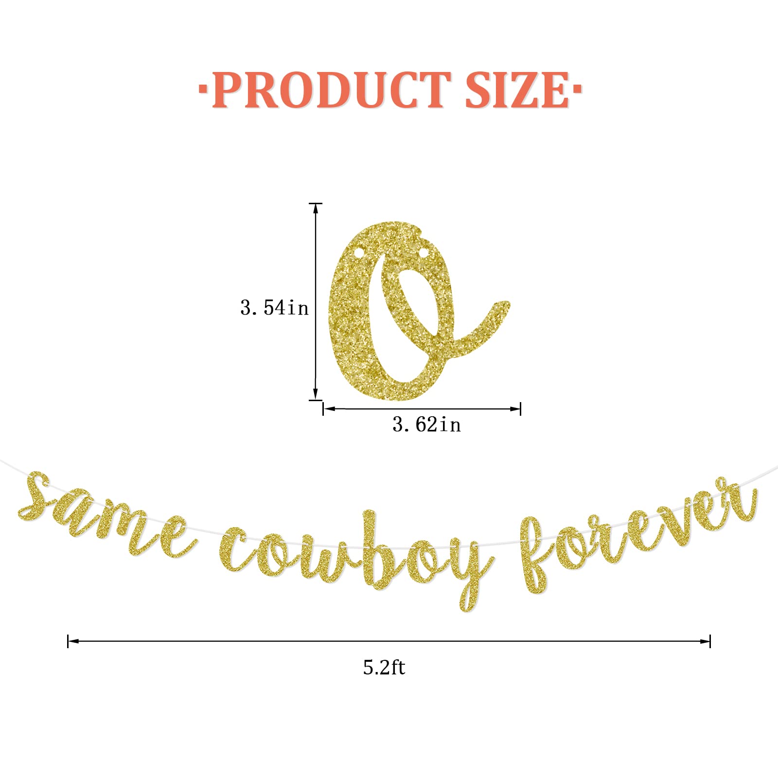 FAIUTA Same Cowboy Forever Banner, Country Western Bachelorette Glitter Banner,Bachelorette Party Decor (Gold)