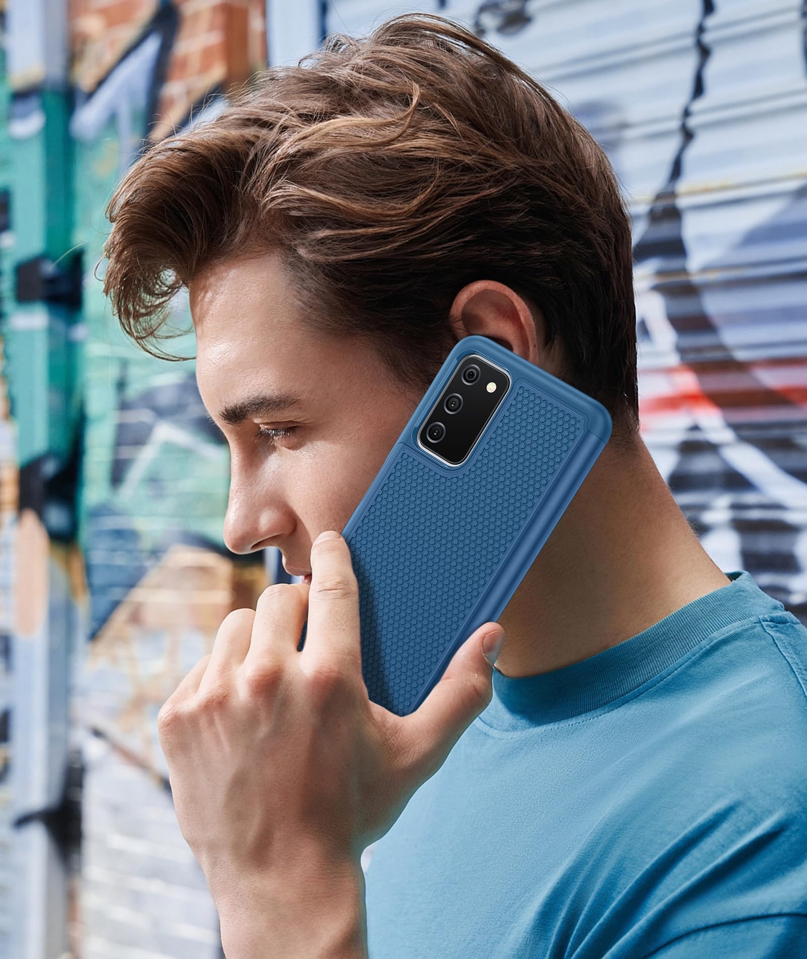 BNIUT for Samsung Galaxy A03s Case: Dual Layer Shockproof Protective Heavy Duty Cell Phone Cover Rugged with Non Slip Textured Back - Military Protection Bumper Tough - 6.5inch (Blue Navy)