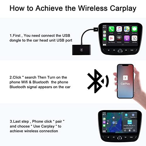 DaoChuang Car Wireless CarPlay,The Original Cable CarPlay Upgrade and converts Wireless Dash Mount Apple CarPlay, CarPlay Adapter for iPhone,car in-Dash Navigation GPS Unit.