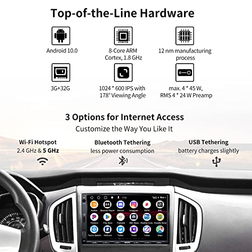 ATOTO CA-AEC02 Car Audio Amplifier Compatible with S8G2A74SD 7 Inch Double Din Android Car Stereo; 4 Channel, Class A/B, 392 Watts Max Power, 4 Ohm, Built-in Line-Out Converters