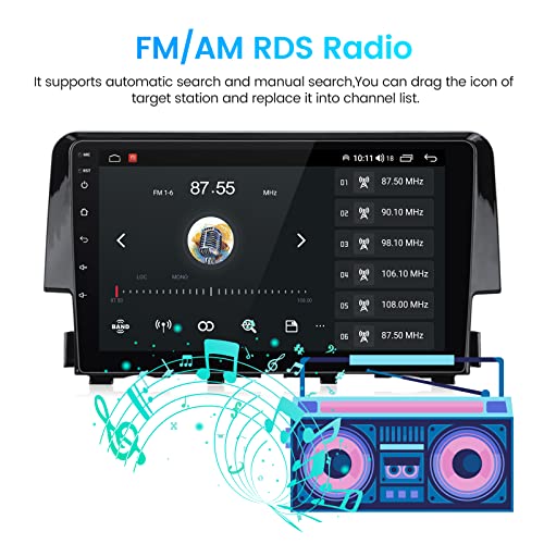 Biorunn Android 11 Car Stereo Radio for Honda Civic 2016 2017 2018 2019 2020,Built-in Car-Play Android Auto GPS Navigation Touch Screen Head Unit, FM AM RDS DSP 4G RAM 64G ROM