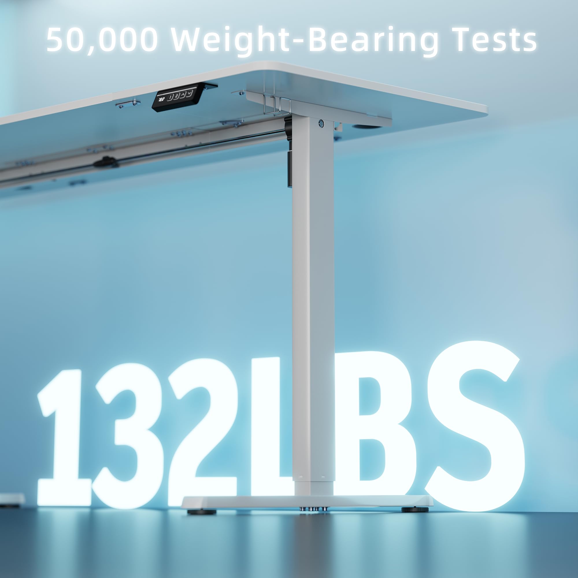 Shintenchi Electric Standing Desk, 63 x 24 Inch Height Adjustable Sit Stand Desk Morder Home Office Stand Up Desk Computer Work Station with Splice Board, (White Frame + White Top)