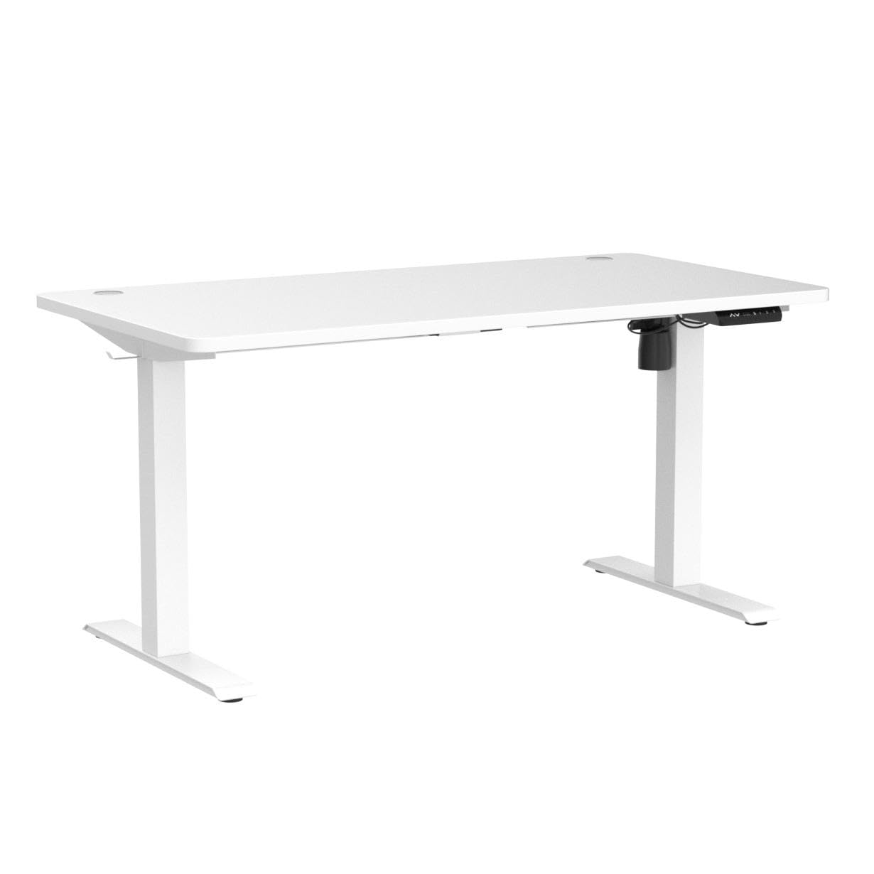 Shintenchi Electric Standing Desk, 63 x 24 Inch Height Adjustable Sit Stand Desk Morder Home Office Stand Up Desk Computer Work Station with Splice Board, (White Frame + White Top)