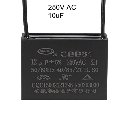 uxcell Ceiling Fan Capacitor CBB61 12uF 250V AC 2 Wires Metallized Polypropylene Film Capacitor 47x34x18mm for Electric Fan Pump Motor Generator 2Pcs