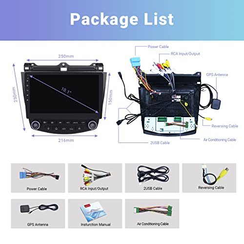 Evonavi |2GB+32GB| Car Stereo Radio for Honda Accord 7th 2003 2004 2005 2006 2007, 10.1 Inch IPS Touch Screen for Head Unit with GPS Navigation WiFi Bluetooth AM/FM/RDS 32EQ+DSP Carplay Android Auto