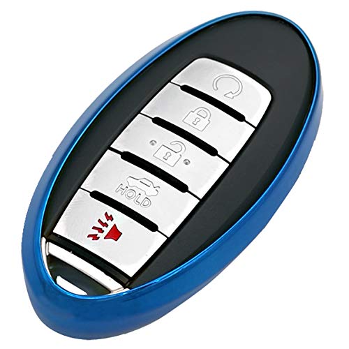Blue TPU Key Fob Case Holder Jacket Protector for 2017 2018 2019 2020 2021 Nissan Altima Maxima Armada Murano Rogue Versa Pathfinder Infiniti