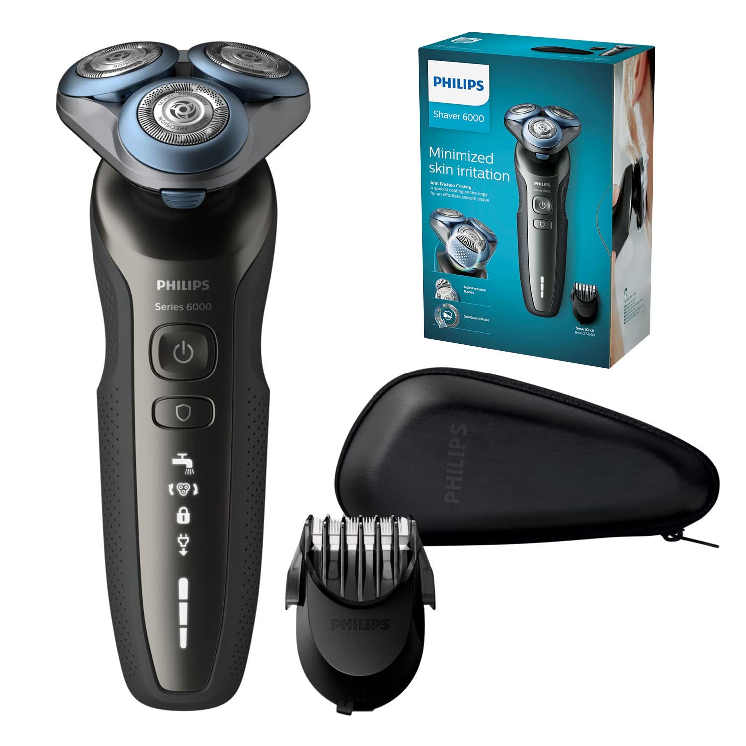 Philips Norelco Electric Shaver for Men Series 6000 Wet/Dry Electric Shaver with Trimmer Attachment Rechargeable Electric Razor with Multi MultiPrecision Cutting System