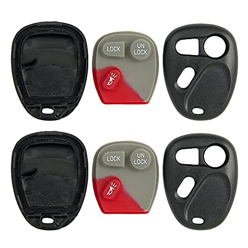 Keyless2Go Replacement for New Shell Case and 3 Button Pad for Remote Key Fob FCC KOBLEAR1XT KOBUT1BT - Shell ONLY (2 Pack)