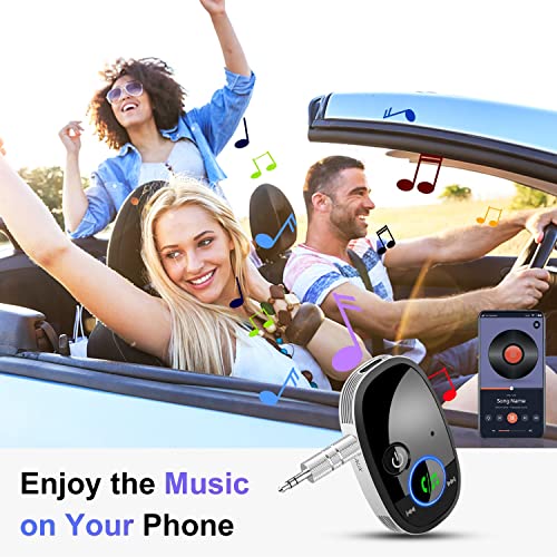 Friencity Aux Bluetooth Adapter for Car, Wireless Bluetooth 5.0 Audio Receiver w/ Hands-Free Calling Noise Cancelling for Car/Home Stereo System, Wired Headphones/Speaker, Music Streaming