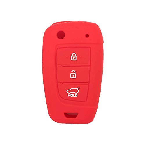 SEGADEN Silicone Cover Protector Case Holder Skin Jacket Compatible with HYUNDAI 3 Button Flip Remote Key Fob CV2156 Red