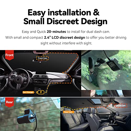 DDPAI Dash Cam Front and Rear, 1944P Front x1080P Rear, Dual Car Camera with Sensor, Buil-in GPS, Wi-Fi & App, Car Dashboard Camera Recorder 2.4",Parking Mode,G-Sensor,Super Capacitor, Z40 Dual GPS
