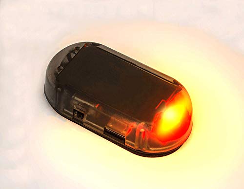 PerfecTech Car Solar Power Simulated Dummy Alarm Warning Anti-Theft LED Flashing Security Light with New USB Port(Red)