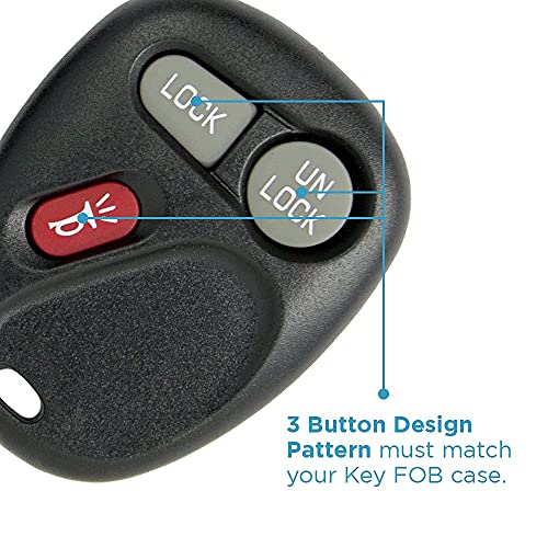 Keyless2Go Replacement for New Shell Case and 3 Button Pad for Remote Key Fob FCC KOBLEAR1XT KOBUT1BT - Shell ONLY (2 Pack)