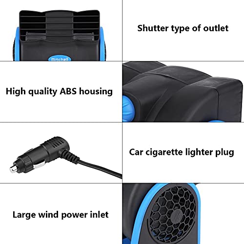 Acouto 12V Car Air Fan Universal Auto Car Vehicle Mini Adjustable Portable Speed Silent Car Fans Electric Air Fan with Cigarette-Lighter Plug