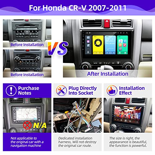 CGOGC Android 10 Car Radio Compatible with Android Auto Wireless Carplay for Honda CRV 2007 2008 2009 2010 2011 8core 1280X720 IPS Touch Screen Stereo Bluetooth GPS Navigation Media Player Head Unit