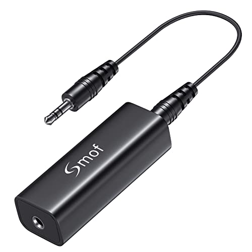 Smof Upgraded Ground Loop Noise Isolator, Noise Filter for Car Audio/Home Stereo System (Eliminate The Buzzing Noise Completely) with 3.5mm Audio Cable, Black