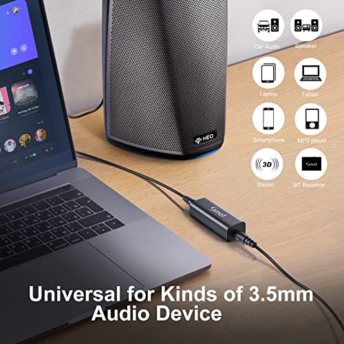 Smof Upgraded Ground Loop Noise Isolator, Noise Filter for Car Audio/Home Stereo System (Eliminate The Buzzing Noise Completely) with 3.5mm Audio Cable, Black