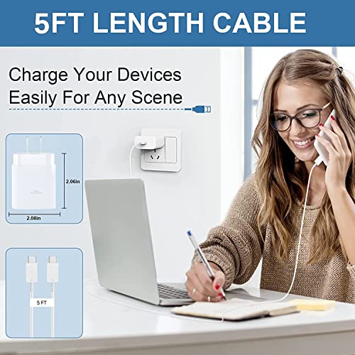 Super Fast Charger,Samsung 25W Type C Fast Charger with 5FT USB C to C Charger Cable for Samsung Galaxy S23 Ultra/ S23/ S23 Plus/ S22/ S22 Ultra/S22 Plus /S21/A14/Note 10 20 Ultra