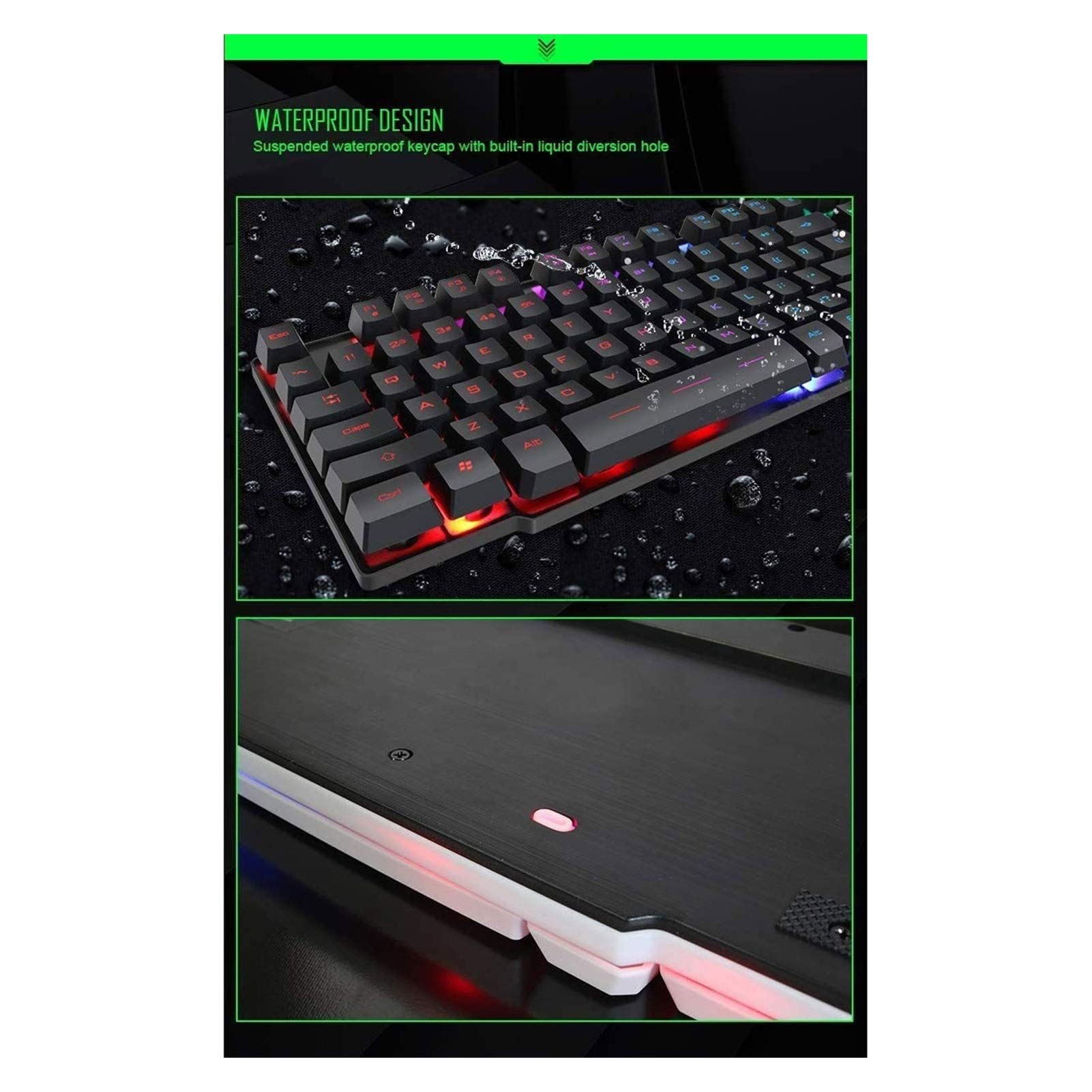 Gaming Keyboard and Mouse Combo Mechanical Feeling Rainbow LED Backlight Adjustable USB Mice
