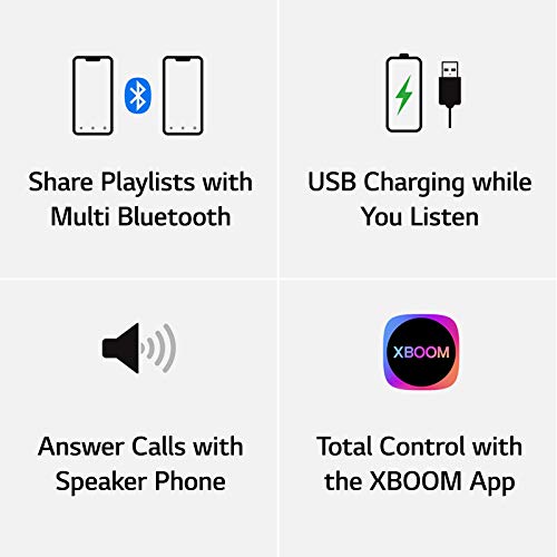 LG XBOOM Go Speaker PL2 Jellybean Portable Wireless Bluetooth, Big Bass, Sound by Meridian, Water-Resistant, Sound Boost EQ, 10 Hour Battery Life - Black