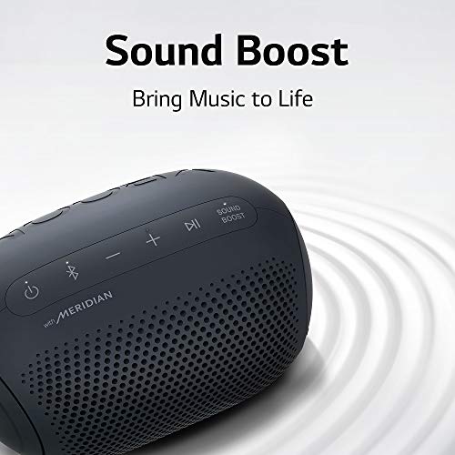 LG XBOOM Go Speaker PL2 Jellybean Portable Wireless Bluetooth, Big Bass, Sound by Meridian, Water-Resistant, Sound Boost EQ, 10 Hour Battery Life - Black