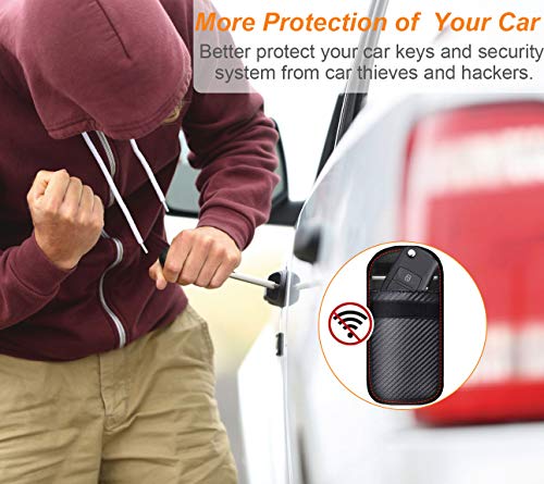 Upgraded Faraday Bag for Key Fob (2 Pack),Premium Faraday Key Fob Protectorâ Car RFID Signal Blocking, Car Security Protection Pouch, Anti-Theft Pouch, Anti-Hacking Case Blocker-Black.