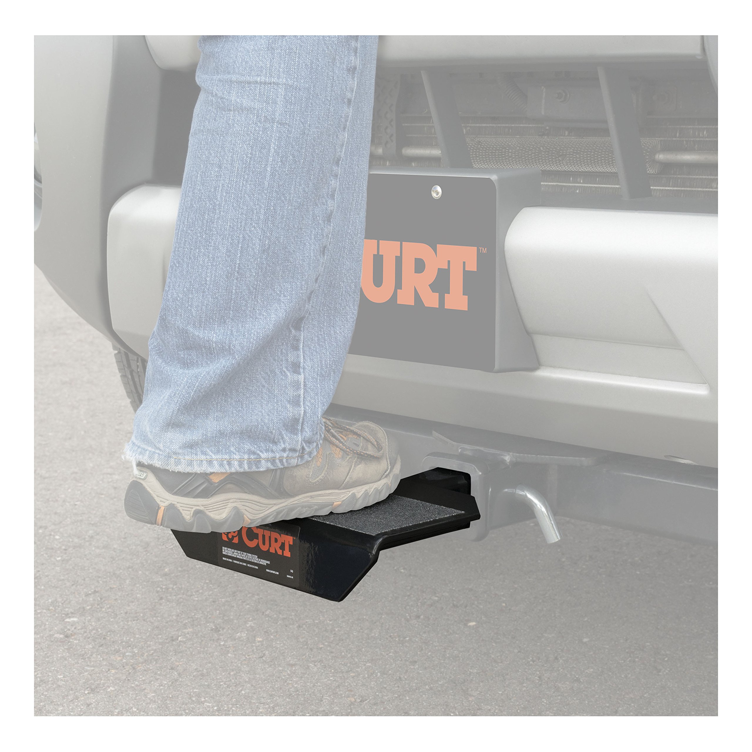 CURT 31001 10-3/4-Inch Non-Skid Trailer Hitch Step for 2-Inch Receiver