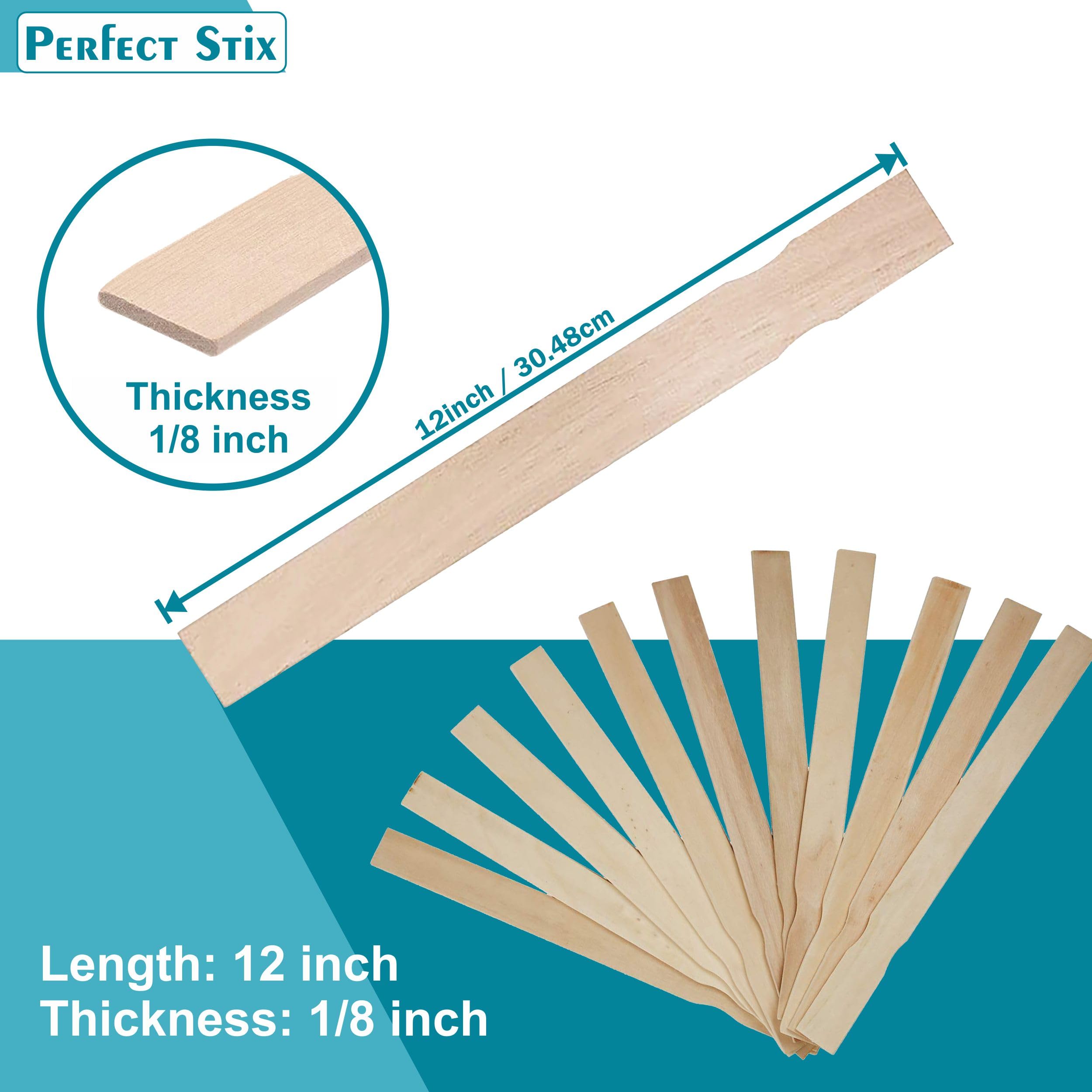Perfect Stix - PAINT12-100 12" Wooden Paint Paddle Stirrer Sticks Length (Pack of 100)