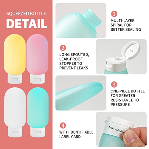 CCTIVED Travel Size Bottles for Toiletries, 19 Pack TSA Approved Travel Bottles for Women, Leak Proof Refillable Travel Containers Toiletery Kit for Shampoo Conditioner Lotion