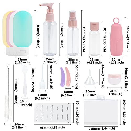 CCTIVED Travel Size Bottles for Toiletries, 19 Pack TSA Approved Travel Bottles for Women, Leak Proof Refillable Travel Containers Toiletery Kit for Shampoo Conditioner Lotion
