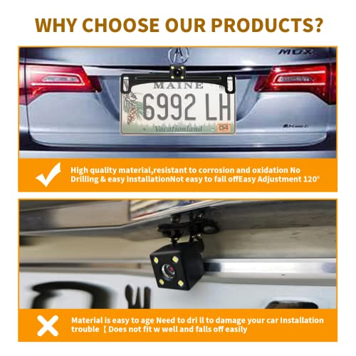 Universal Reverse Camera Metal Bracket, Backup Camera Bracket for Dash Cam Mirror Camera Kit, Stable Car Rear View Camera License Plate Bracket Mount Only for US License Plate
