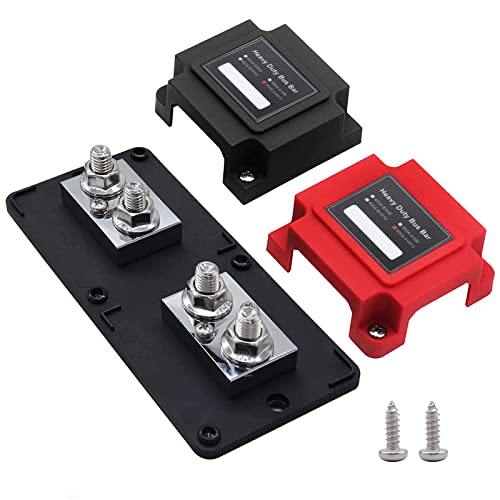 600 Am Power Distribution Block Bus Bar Pair with Cover Marine Bus Bar, Automotive, and Solar Wiring 8x3/8" M10 Studs Heavy Duty Power