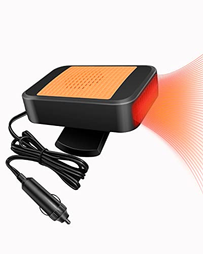 12V 200W Dashboard Heater for Car, Portable Car Heater That Plugs into Cigarette Lighter, Fast Heating Cooling Defrost Defogger for Car, 360 Degree Rotatable Base