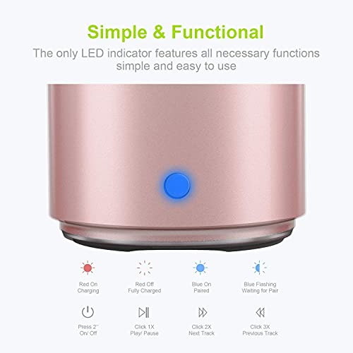 EWA A106 Portable Mini Bluetooth Speaker, Enhanced Bass and High Definition Sound, Portable Design, for iPhone, iPad,Nexus,Laptops and More (Rosegold)